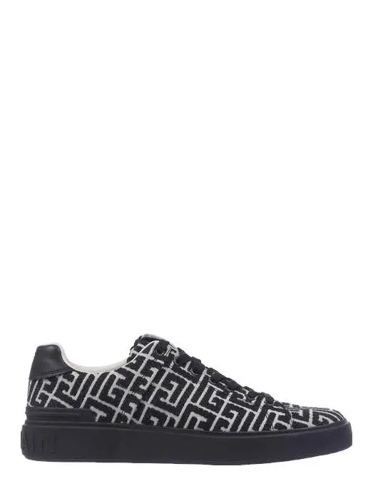 Balmain B-court Monogram Low-top Sneakers - Black/ivory
