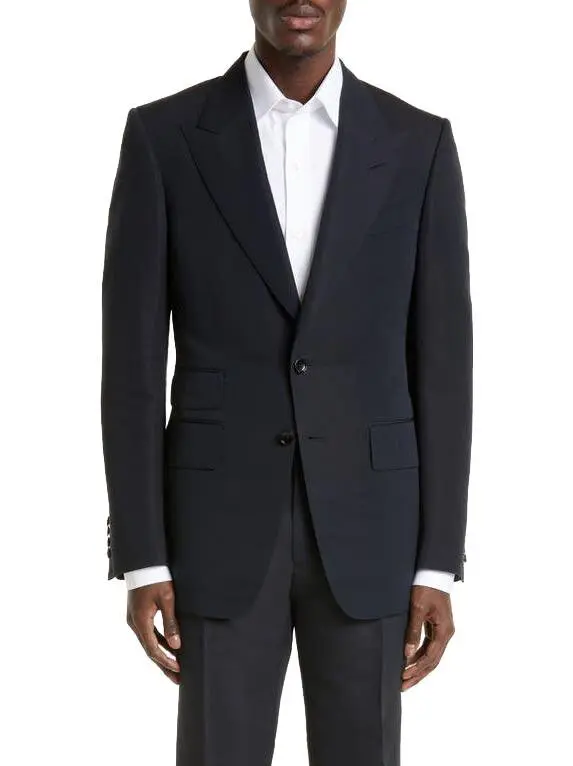 TOM FORD Shelton Cotton & Silk Poplin Tuxedo Jacket - Black