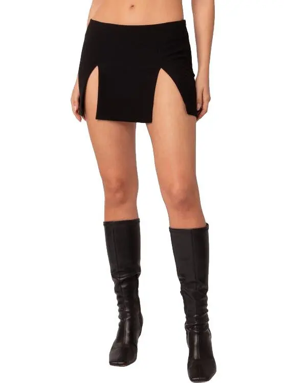 EDIKTED Double Slit Mini Skirt - Black