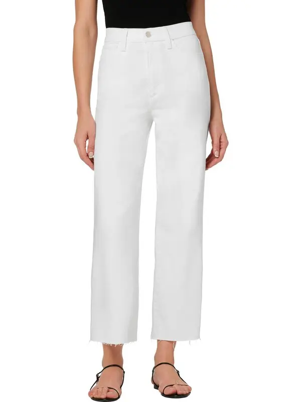 Joe's Jeans The Blake Raw Hem High Waist Crop Wide Leg Jeans - White