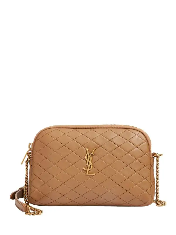Saint Laurent Gaby Quilted Leather Crossbody Pouch - Dark Cork