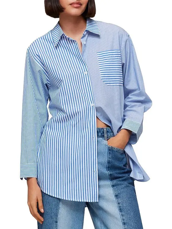 Whistles Millie Striped Oversized Shirt - Blue/multi