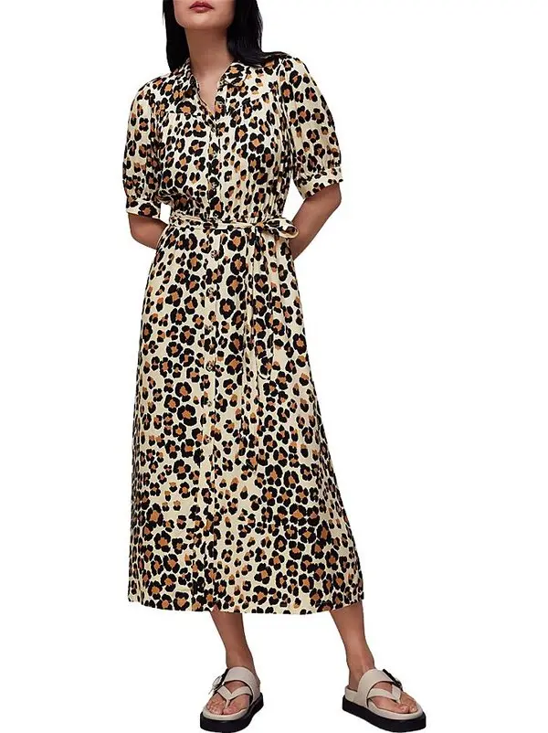 Whistles Painted Midi Dress - Leopard Print