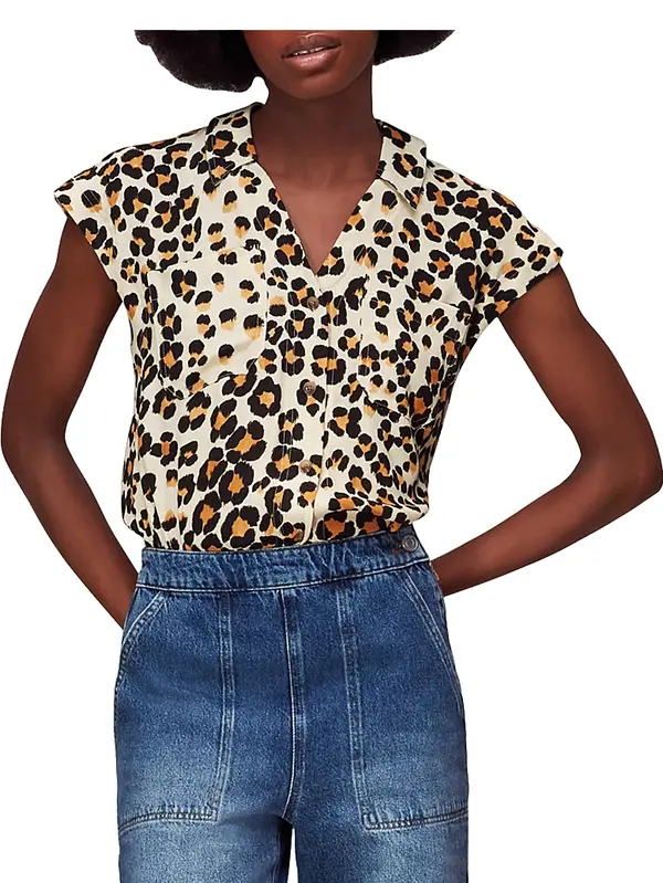 Whistles Painted Shirt - Leopard Print