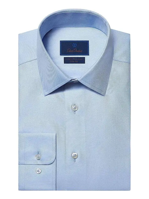 David Donahue Trim Fit Twill Non Iron Dress Shirt - Sky