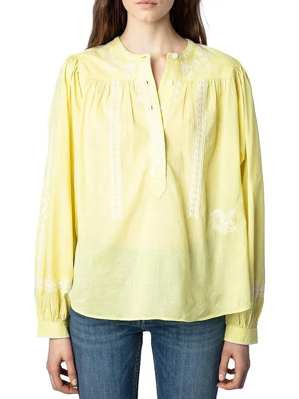 Zadig&Voltaire Tigy Embroidered Cotton Blouse - Zeste