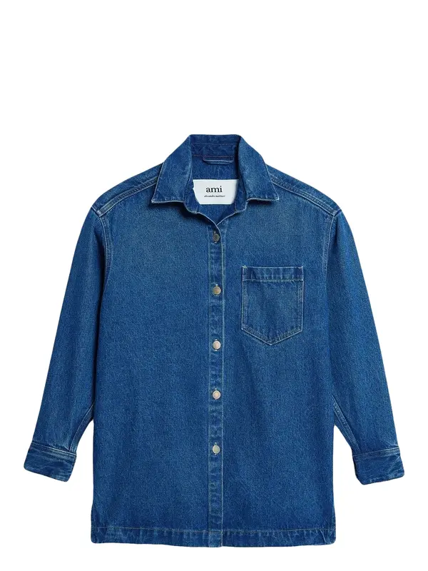 Ami Spread-collar Denim Overshirt - Blue
