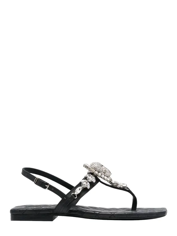 Philipp Plein Crystal-skull Leather Sandals - Black
