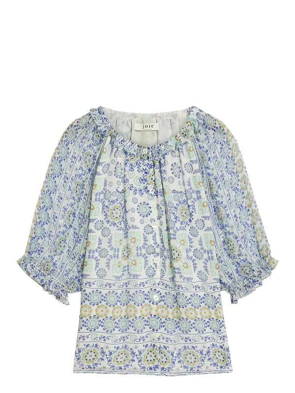 Joie Moneta Printed Silk-georgette Blouse - Light Blue