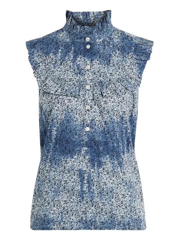 Raquel Allegra Liberty-print Cotton Top - Blue