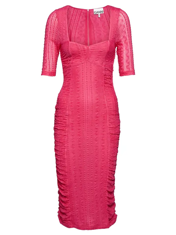 GANNI Lace Midi Dress - Pink