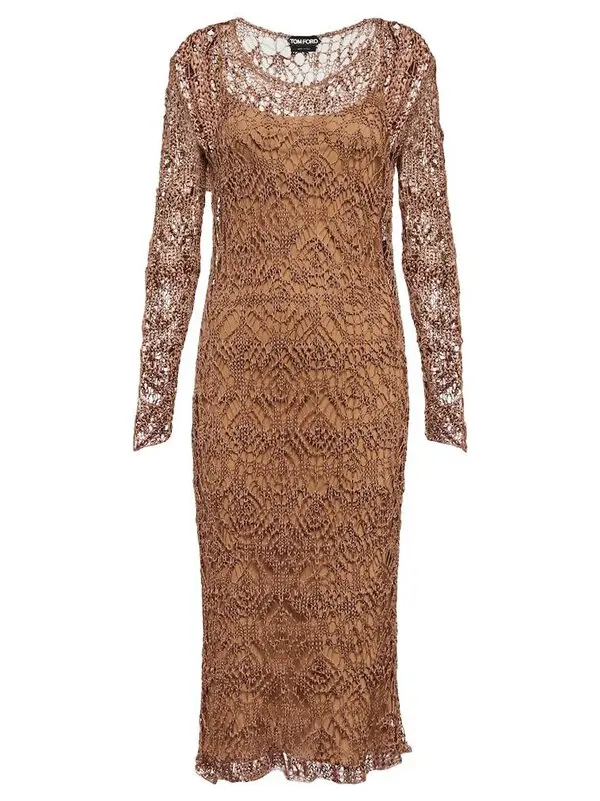 TOM FORD Layered Knit Midi Dress - Brown