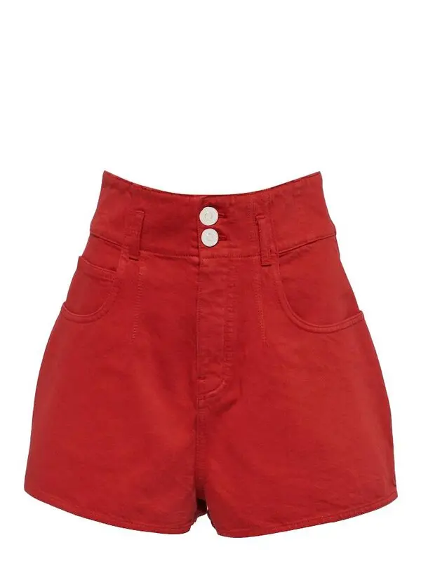 Alaïa High-rise Cotton Shorts - Red