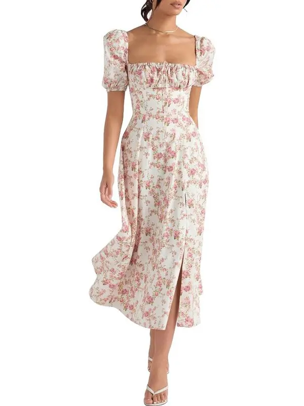 House Of Cb Tallulah Floral Sundress - White/pink Floral