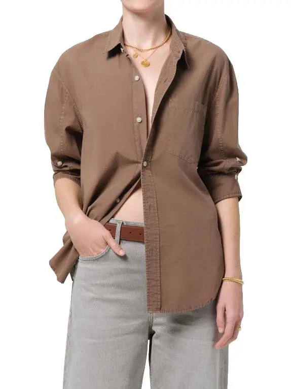 Citizens Of Humanity Kayla Oversized Poplin Button-up Shirt - Cocoa Acid Was