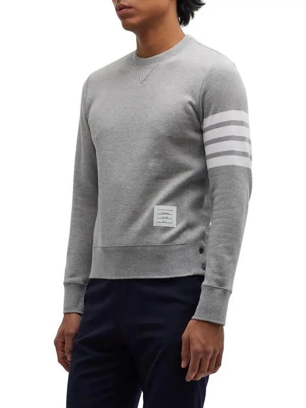 Thom Browne Crewneck Sweatshirt With Striped Sleeve - Light Grey