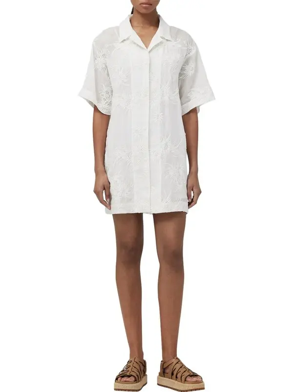 Rag & Bone Reed Embroidered Shirtdress - White