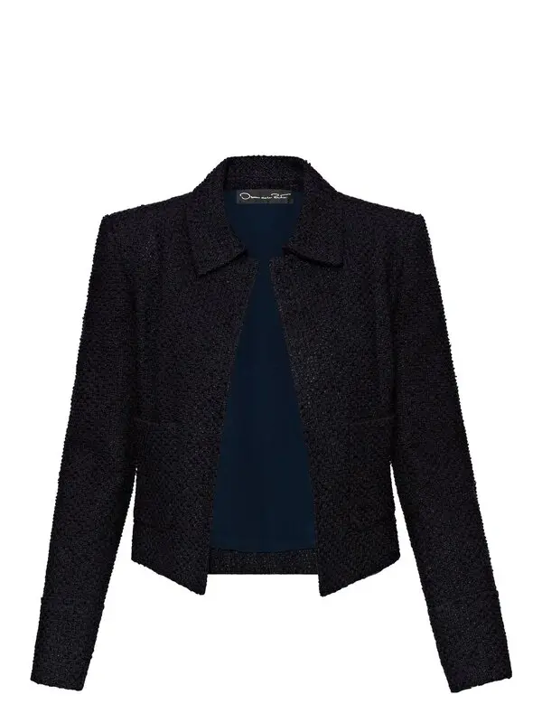 Oscar De La Renta Boucle Tweed Jacket - Navy