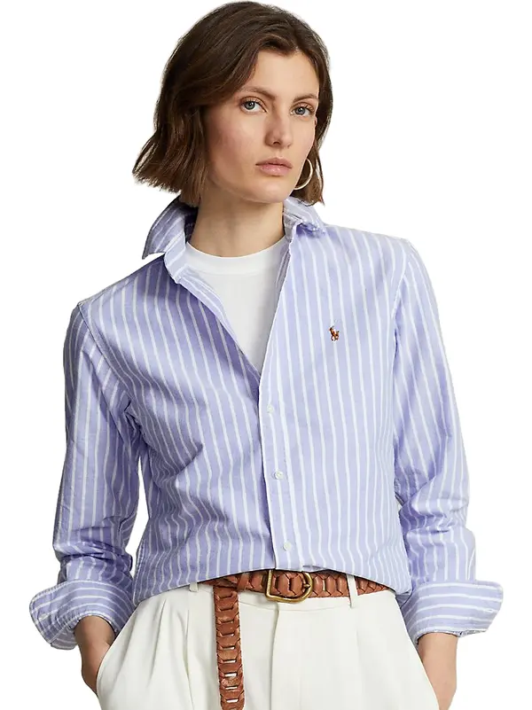 Ralph Lauren Slim Fit Striped Oxford Shirt - Harbor Island Blue