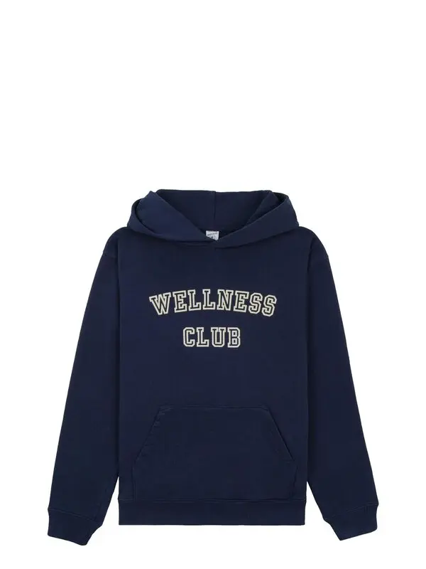 SPORTY & RICH Slogan-print Cotton Hoodie - Blue