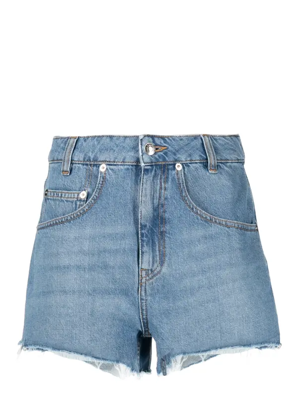 IRO PARIS Frayed-hem Denim Shorts - Blue