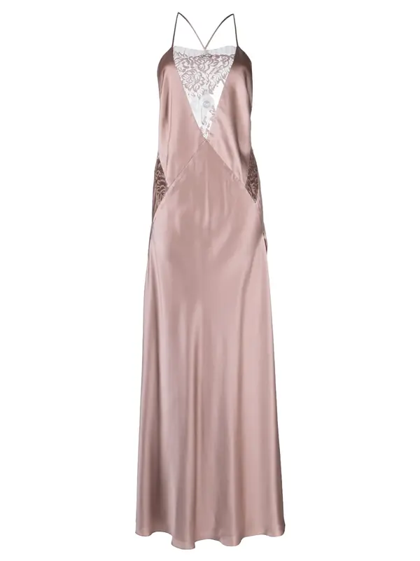 Michelle Mason Lace-inset Gown - Pink