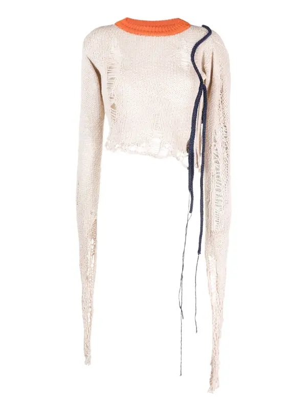 Ottolinger Distressed-finish Cropped Jumper - Neutrals