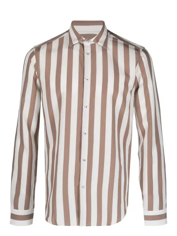 MANUEL RITZ Striped Long-sleeve Shirt - Neutrals