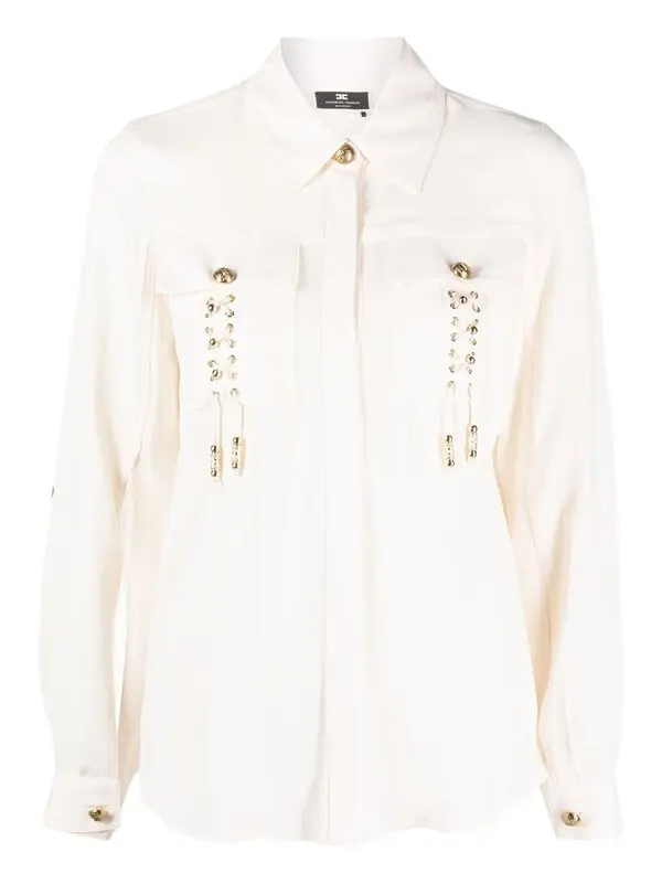 Elisabetta Franchi Criss-cross Detail Shirt - Neutrals