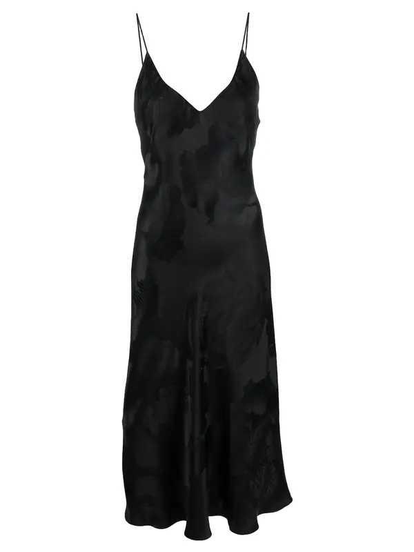 Carine Gilson Silk Jacquard-print Midi Slip Dress - Black