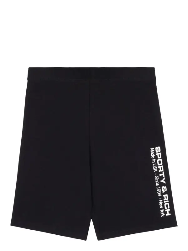 SPORTY & RICH Logo Cycling Shorts - Black