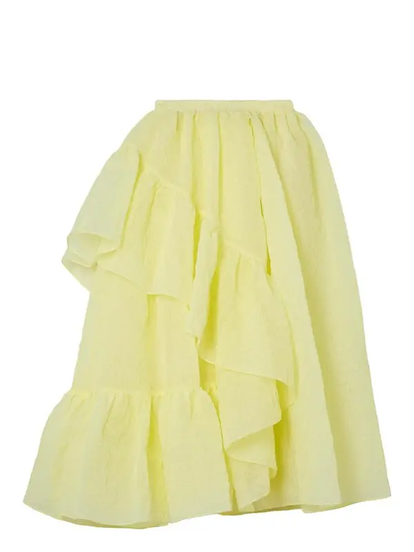 Erdem Marganita Cloqué Midi Skirt - Yellow