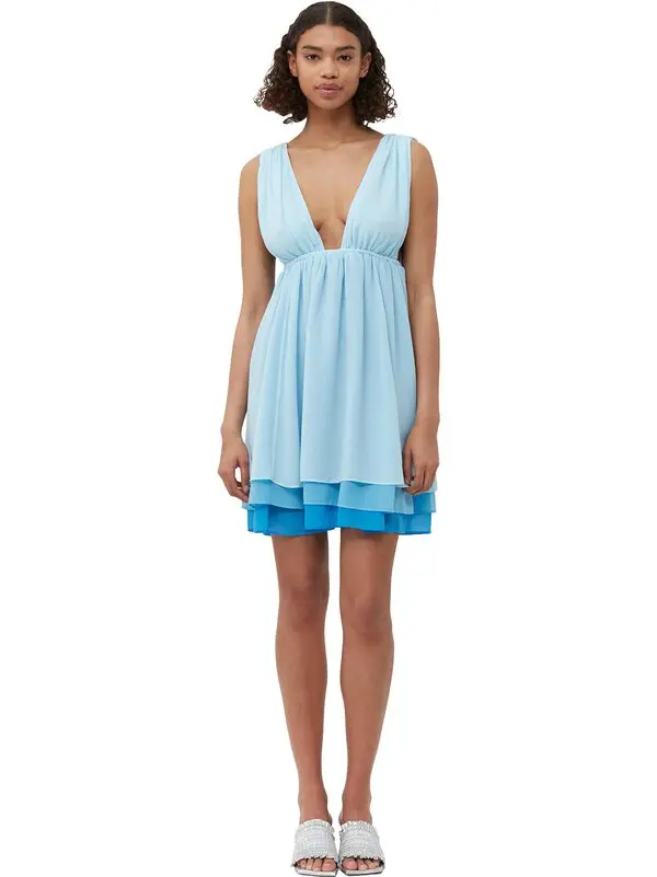 GANNI Chiffon Mini Dress - Blue