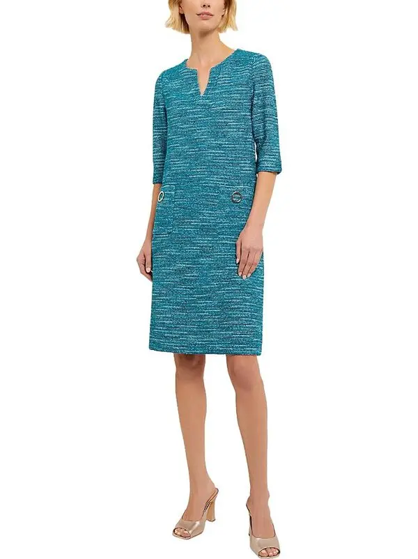 Misook Patch Pocket Shift Dress - French Blue/ivory/black