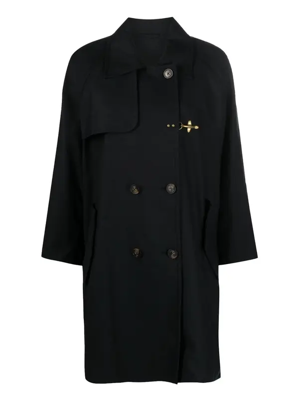 FAY Double-breasted Trench Coat - Black