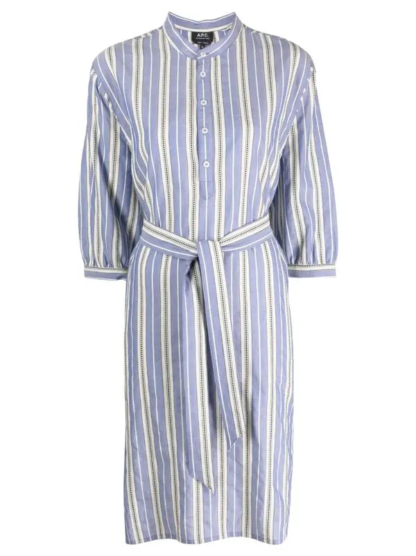 A.p.c. Striped Cotton Shirt Dress - Blue