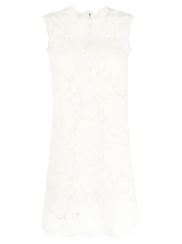 Dolce & Gabbana Sleeveless Lace Mini Dress - Neutrals