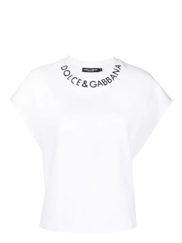 Dolce & Gabbana Logo-embroidered Cotton T-shirt - White