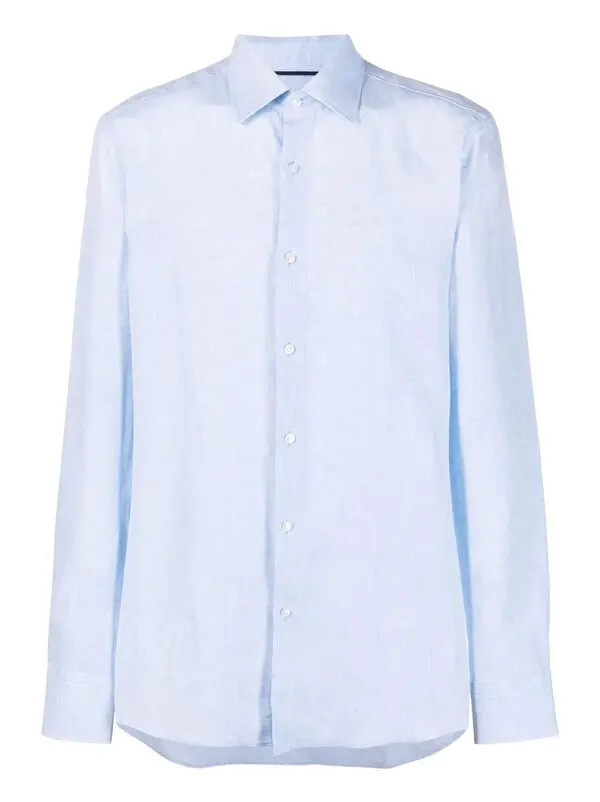 BOSS Long-sleeve Linen Shirt - Blue