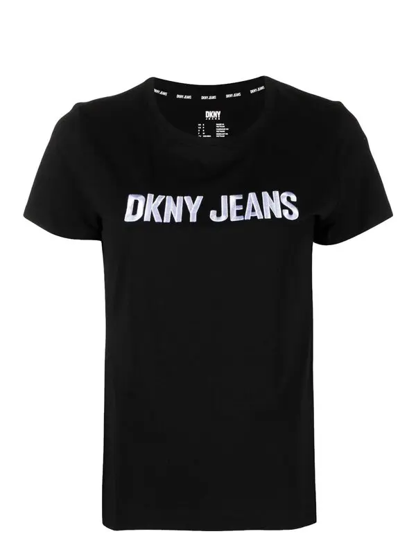 Dkny Embossed-logo Short-sleeve T-shirt - Black