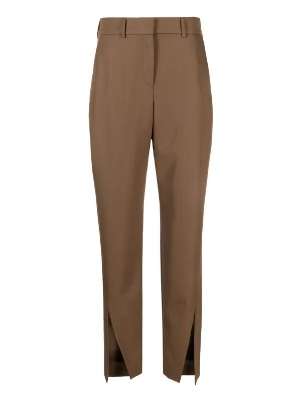 Balmain Slit-detail Wool Trousers - Brown