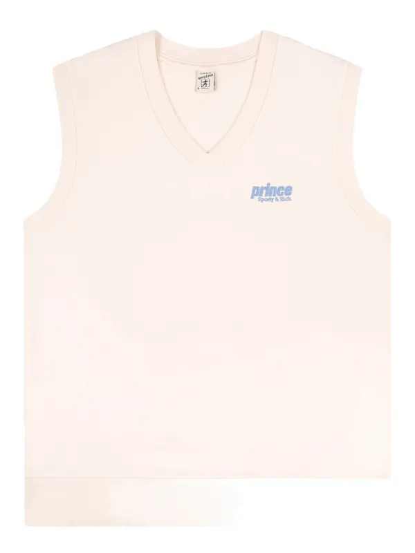 SPORTY & RICH Prince Embroidered-logo Vest - Neutrals