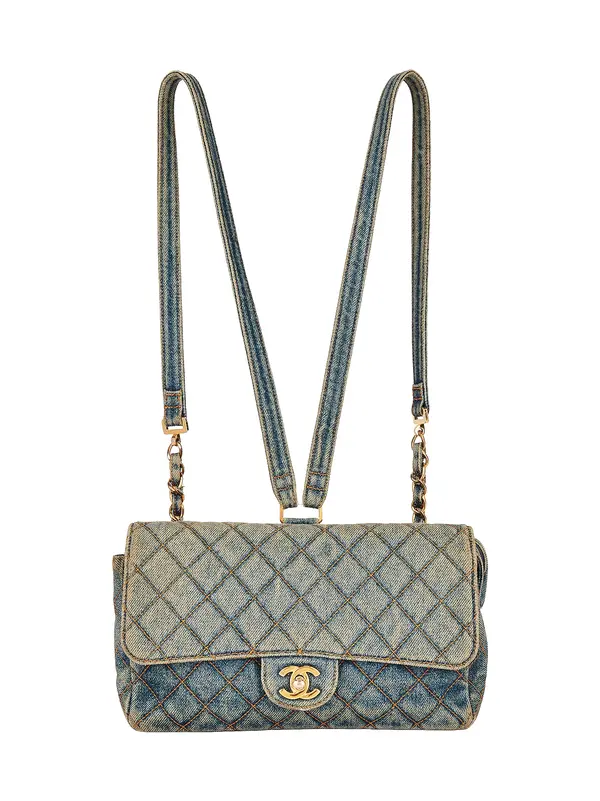 Chanel Denim Vintage Flap Backpack - Blue
