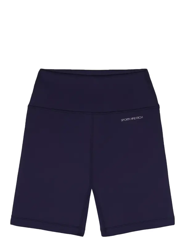 SPORTY & RICH Logo-print Biker Shorts - Blue