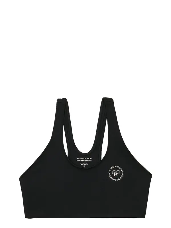 SPORTY & RICH Logo-print Sports Bra - Black