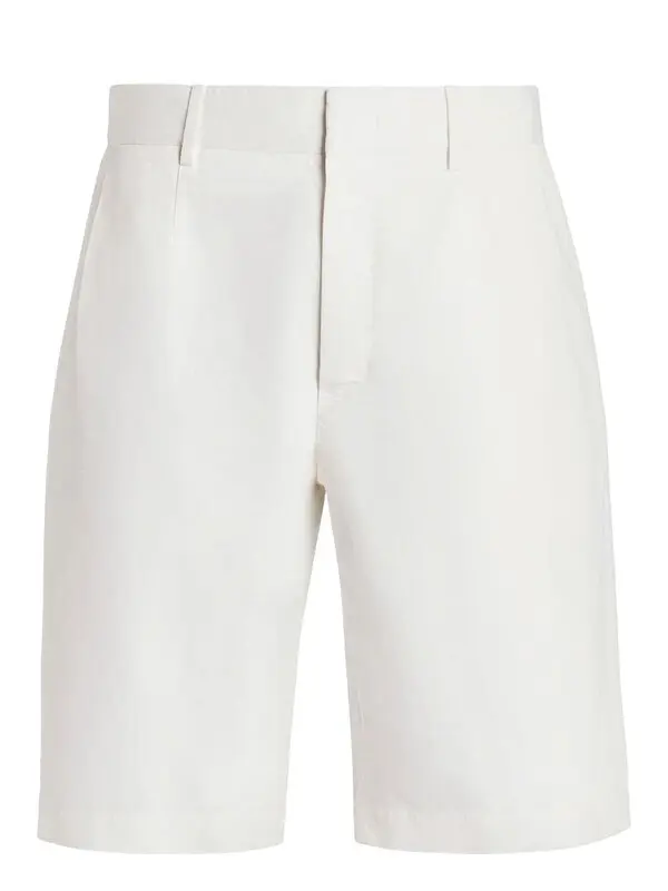 Zegna Cotton-linen Chino Shorts - White