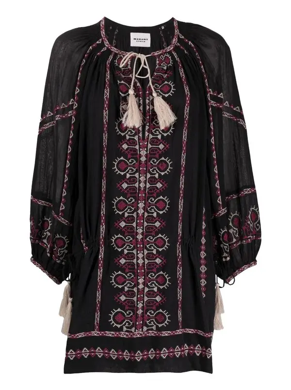 MARANT ETOILE Parsley Embroidered Dress - Black