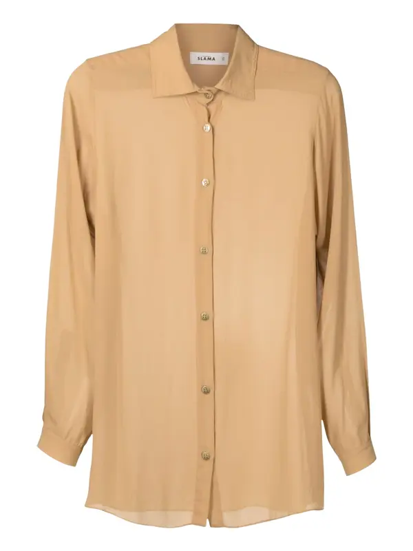 AMIR SLAMA Semi-sheer Long-sleeve Shirt - Brown
