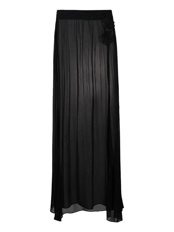 AMIR SLAMA Floral-appliqué Maxi Skirt - Black