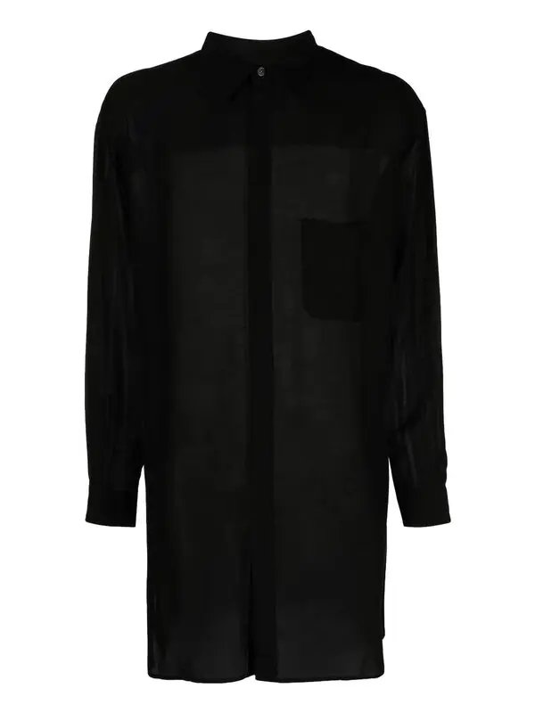Yohji Yamamoto Sheer-finish Long Shirt - Black